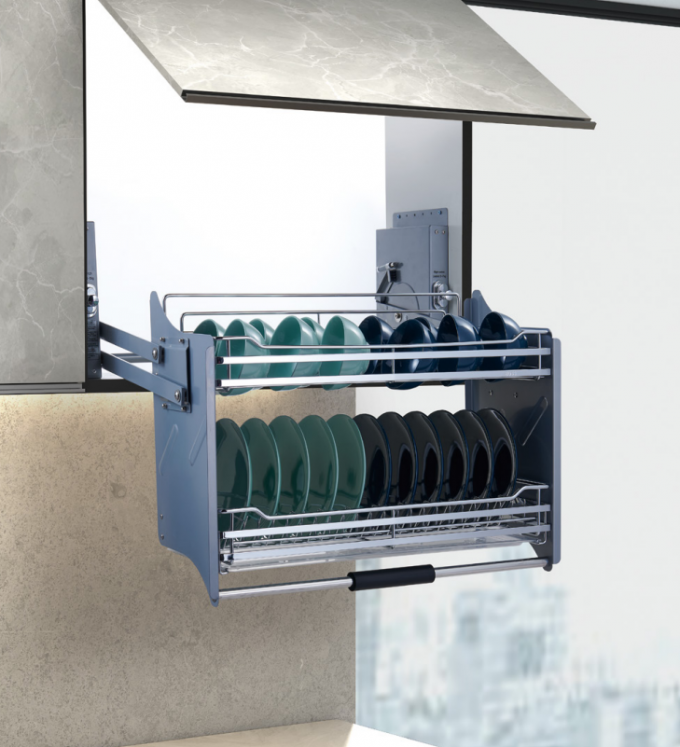 2 Layers Soft Stop Stainless Steel Kitchen Elevator Basket Iron Steel